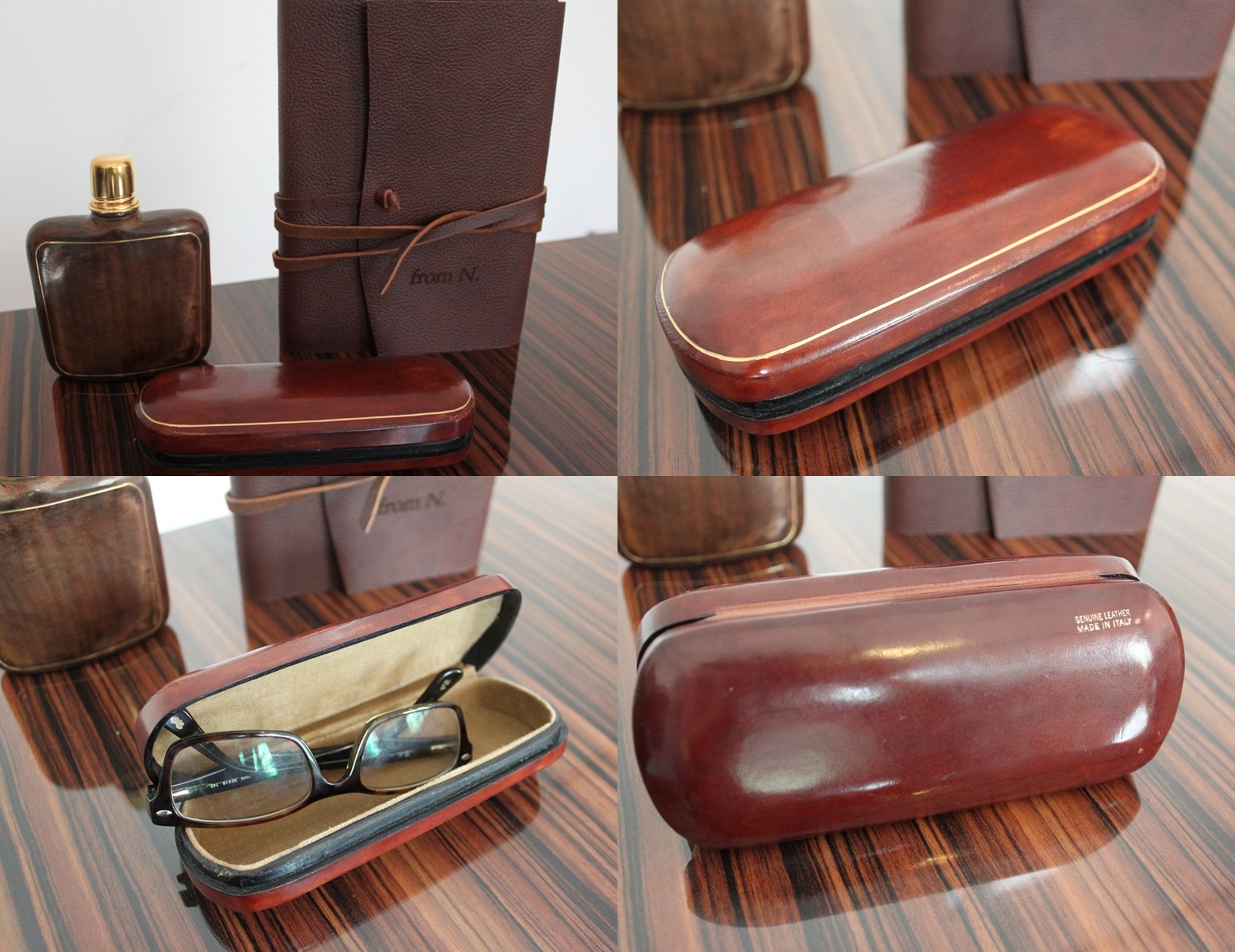 Luxurious, leather glasses case