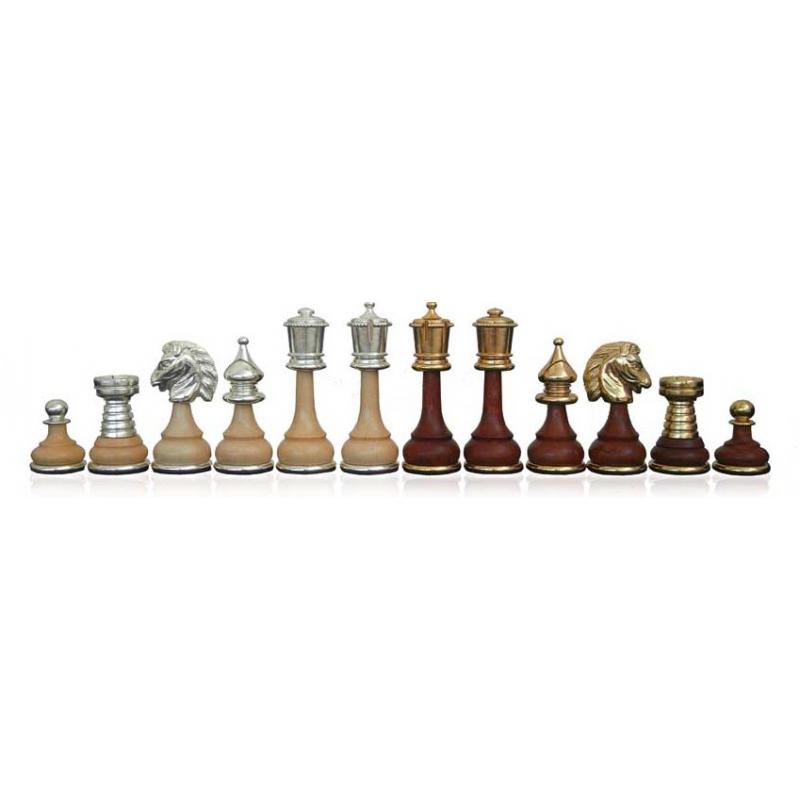 Persian chess set – plated brass and wood