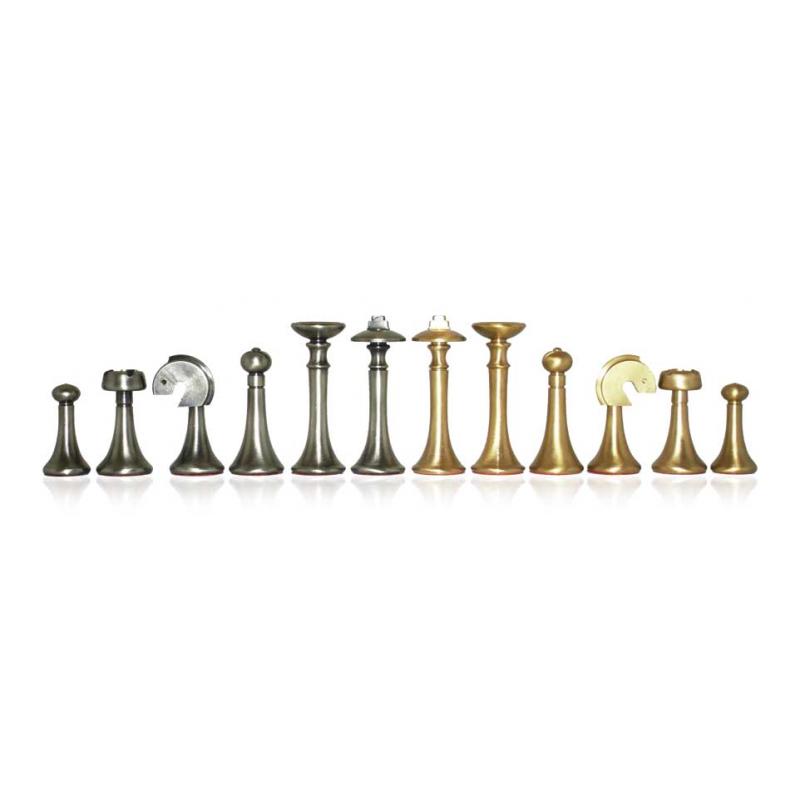 Modern brass chess set