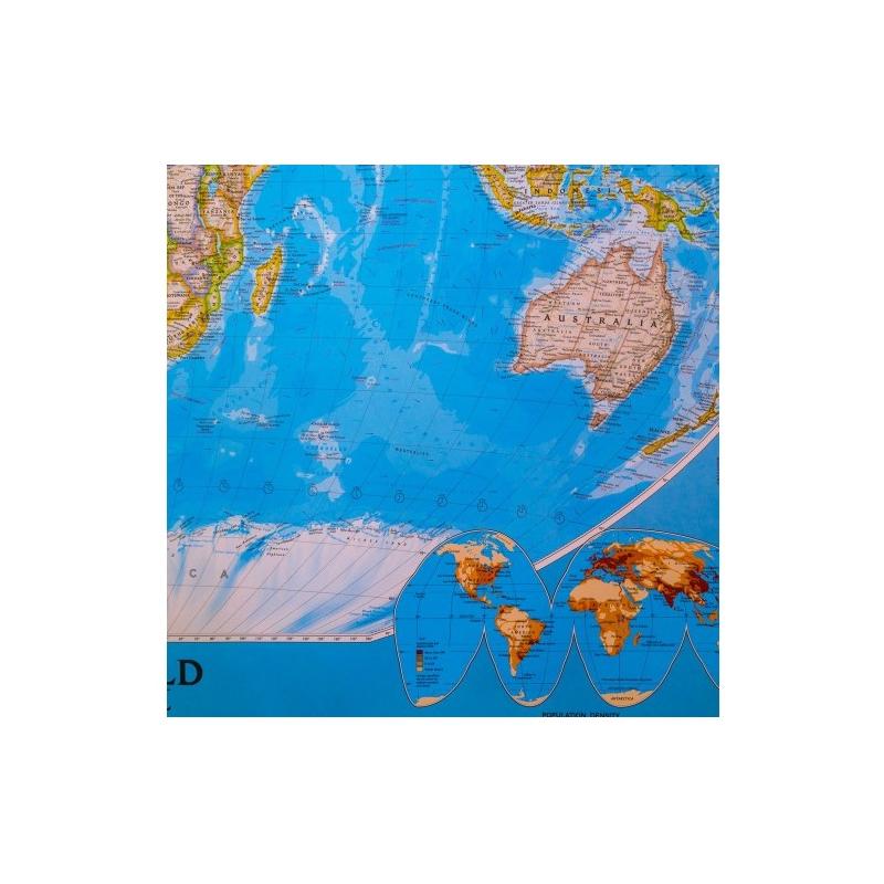 Stylish colored political map in a wooden frame