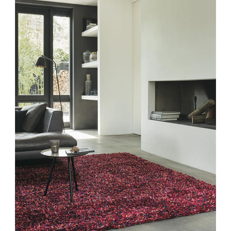 Elegant shaggy burgundy rug - ROCKS 70500